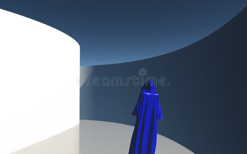 Figure in blue cloak stock illustration. Illustration of mist - 269341757