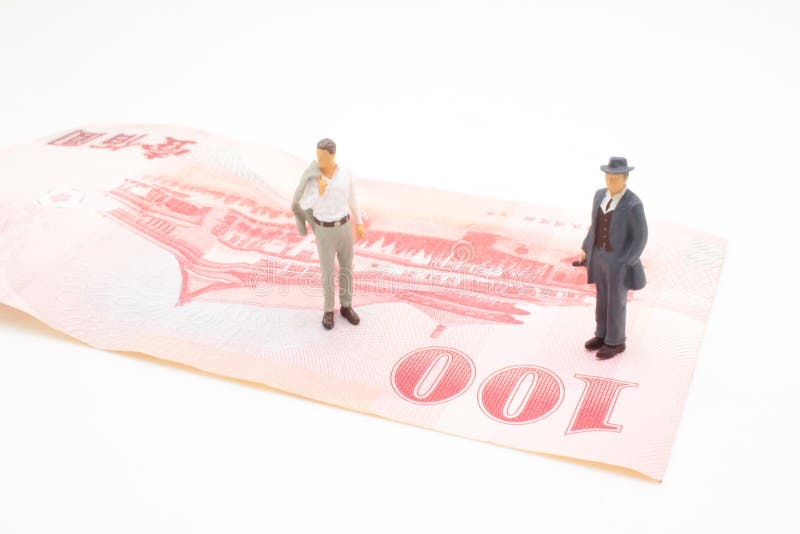 The Figure Business Man Tanding on Bank Note Stock Photo - Image of ...