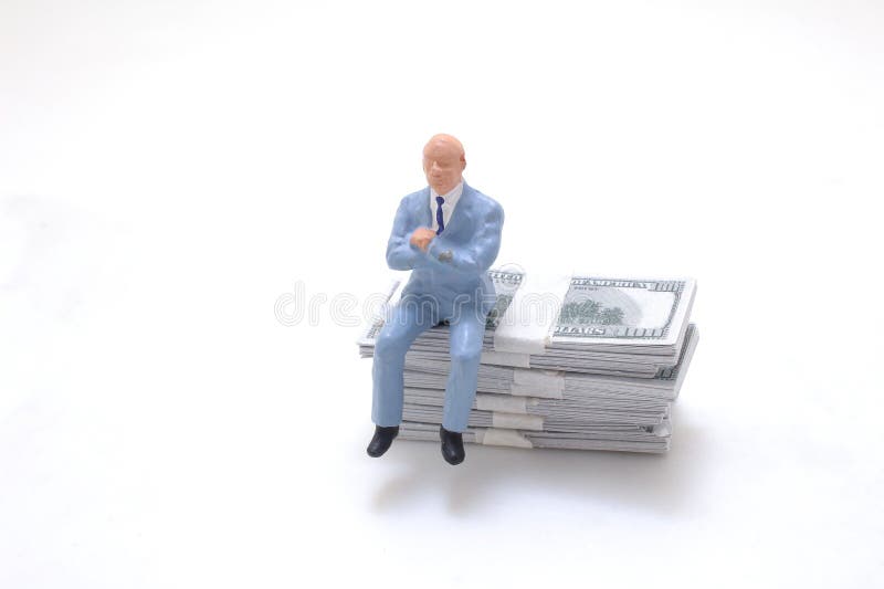 The Figure Businessman Sitting on Banknote Money Stock Photo - Image of ...