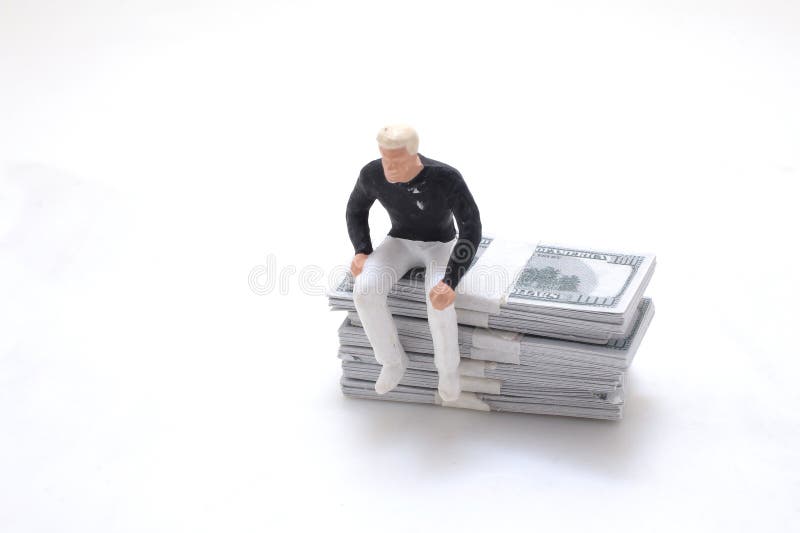 The Figure Businessman Sitting on Banknote Money Stock Image - Image of ...