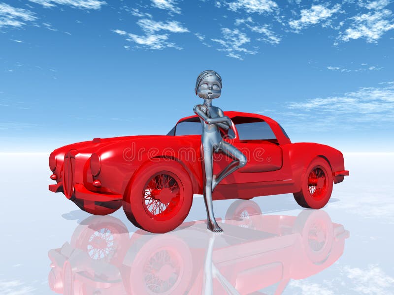 Figure with Car stock illustration. Illustration of automobile - 17023036