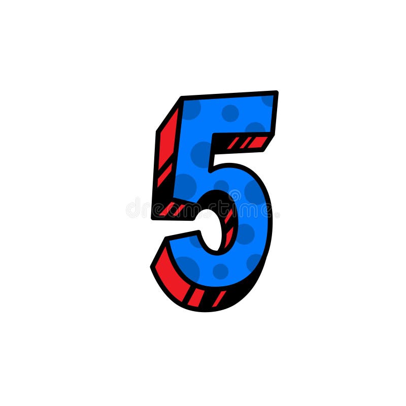 Figure 5 in Cartoon Style. Vector. Dark Blue Linear, Contour Figures ...