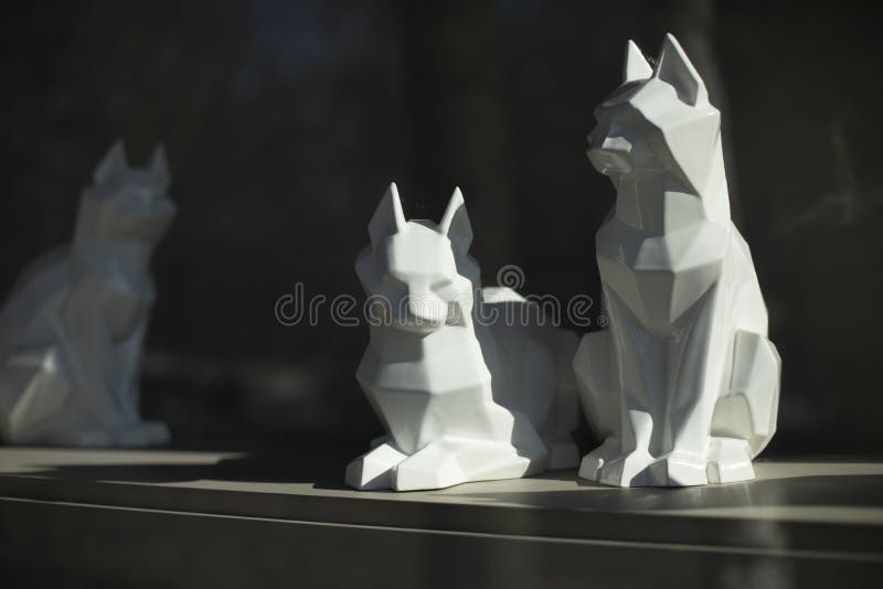Figure of Cat. Sculpture Made of White Plastic Stock Photo - Image of ...