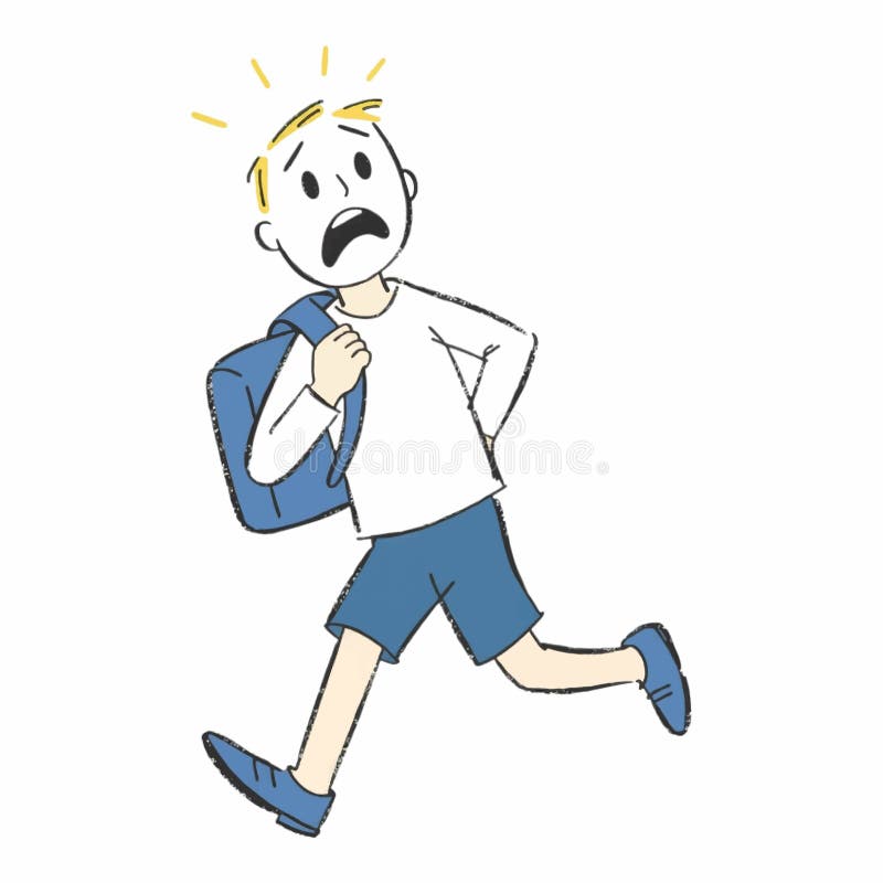 Figure Character Running To School Stock Illustration - Illustration of ...