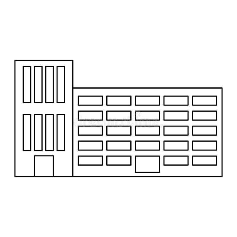Figure City School Building Line Sticker Stock Illustration ...