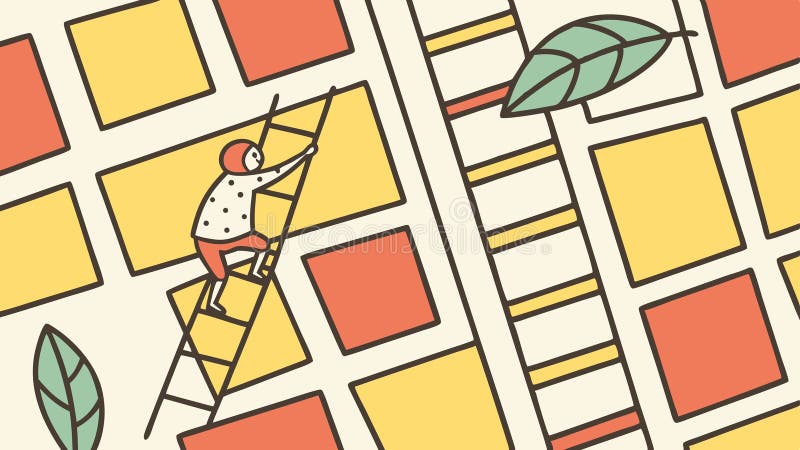 Figure Climbing Ladder in Geometric Grid, Vector Design Generative AI ...