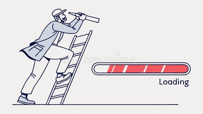 Figure Climbing Ladder Loading Bar Progress Vector, Vector Design ...