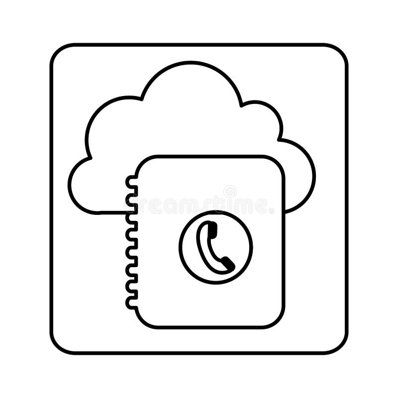 Figure Cloud Notebook with Phone Sign Network Stock Illustration ...