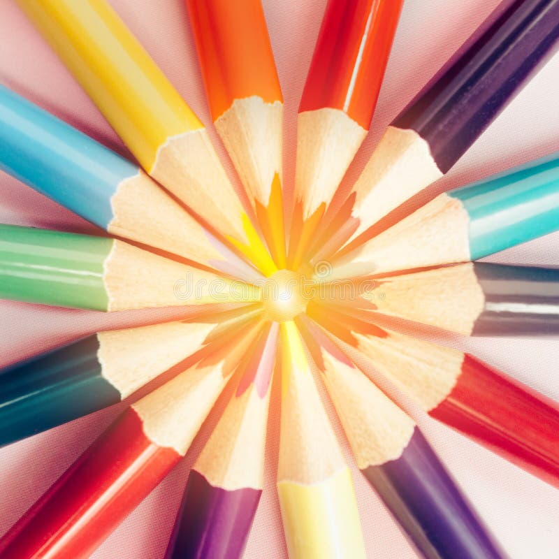 A Figure of Colored Pencils in the Shape of the Sun with Rays. the ...