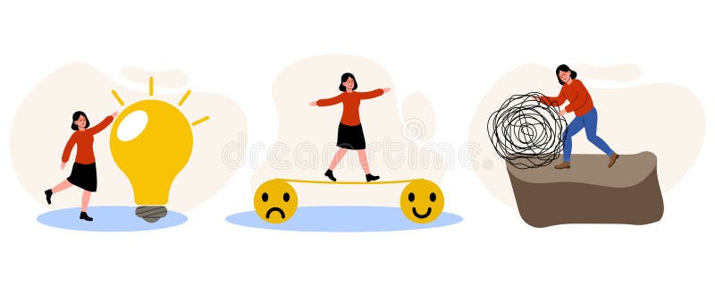 Person Balancing on a Bar with a Light Bulb and Tangled Wire in a ...