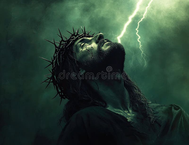 Powerful figure in anguish editorial stock image. Illustration of rain ...