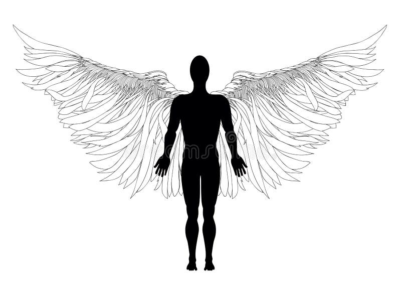 Figure D'un Homme D'ange Illustration De Vecteur Sur Le Fond Gris ...