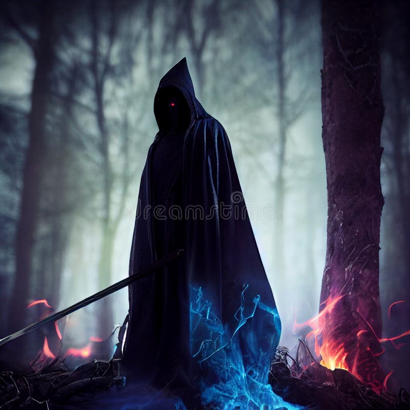 A figure in a dark cloak stock illustration. Illustration of human ...