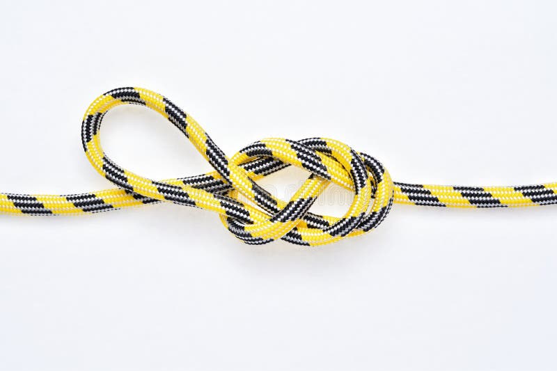 Figure 8 Directional Loop Knot on Yellow and Black Nylon Rope Stock ...