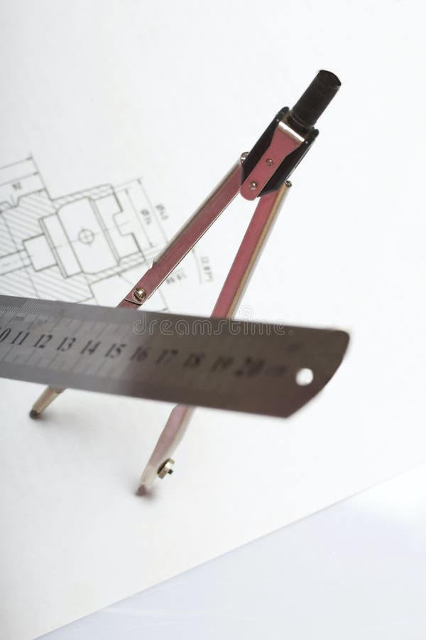 A Figure Drawn by a Compass on White Paper. Triangle, Circle and ...