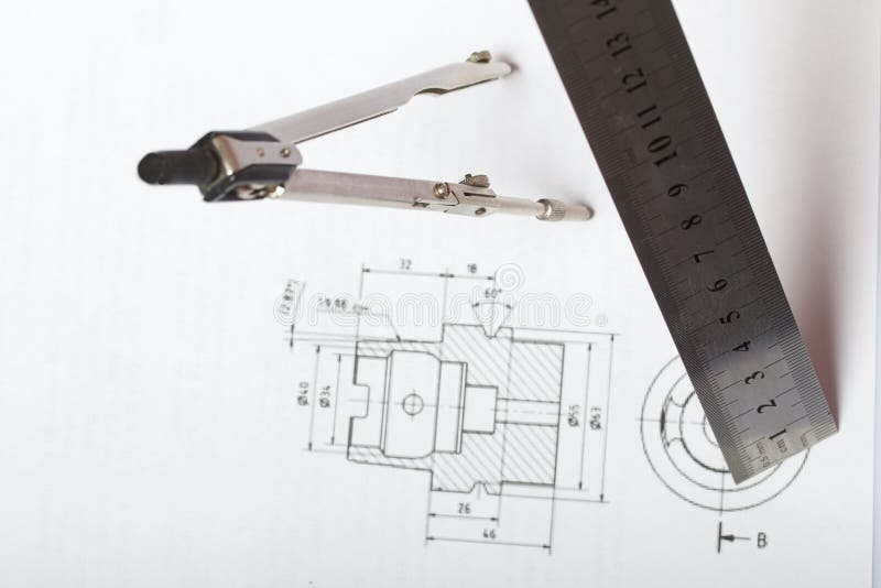 A Figure Drawn by a Compass on White Paper. Triangle, Circle and ...