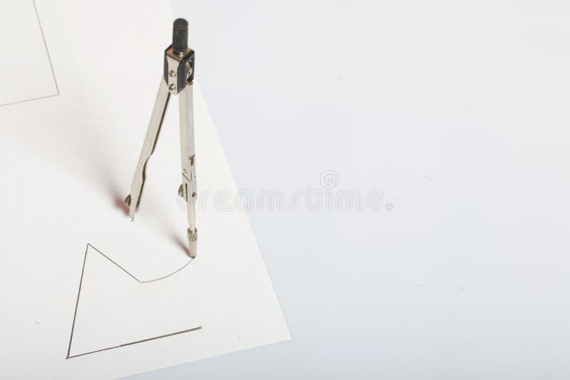 A Figure Drawn by a Compass on White Paper. Triangle, Circle and ...