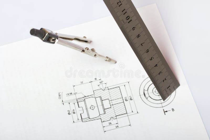 A Figure Drawn by a Compass on White Paper. Triangle, Circle and ...