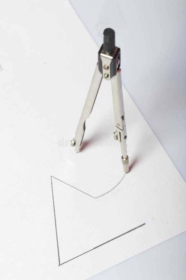 A Figure Drawn by a Compass on White Paper. Triangle, Circle and ...