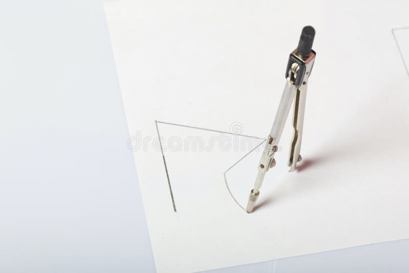 A Figure Drawn by a Compass on White Paper. Triangle, Circle and ...