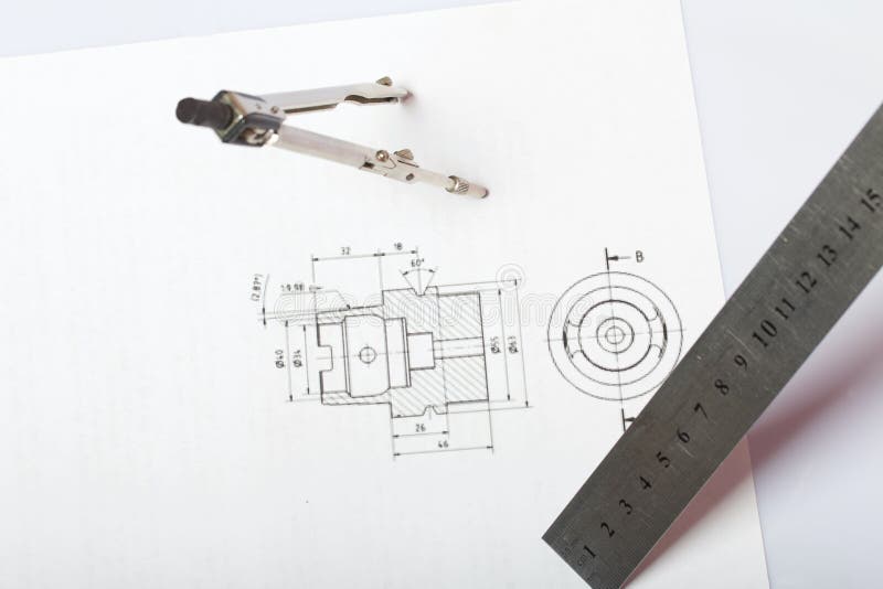 A Figure Drawn by a Compass on White Paper. Triangle, Circle and ...