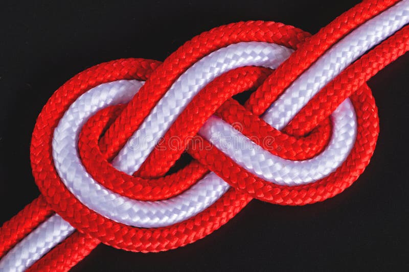 Figure of Eight Knot Formed from Red and White Cord Stock Image - Image ...