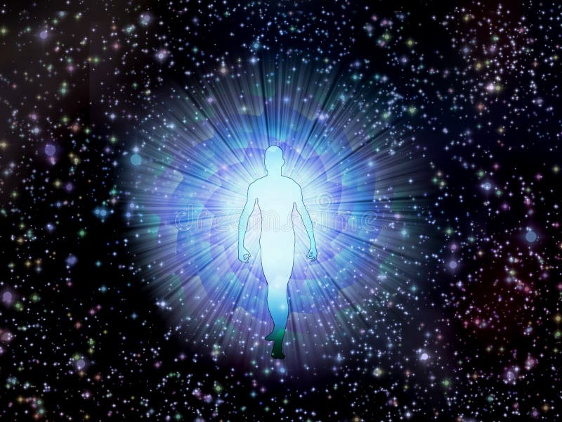 Figure emerges from light stock illustration. Illustration of journey ...