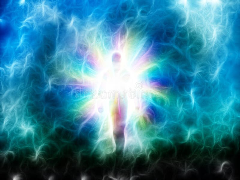 Figure emerges from light stock illustration. Illustration of journey ...