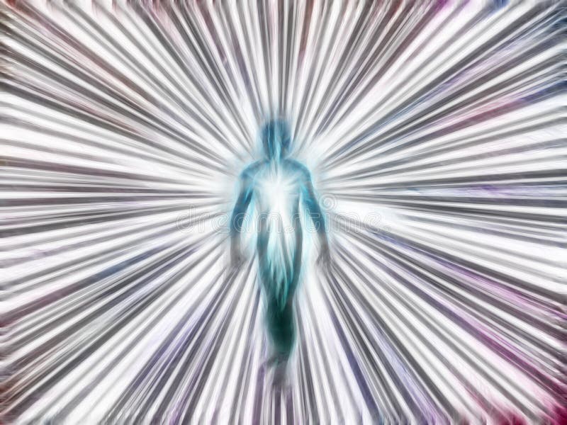 Figure emerges from light stock illustration. Illustration of journey ...