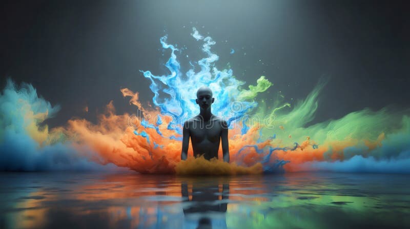 Figure Emerging from Colorful Cloud, a Representation of Personal ...