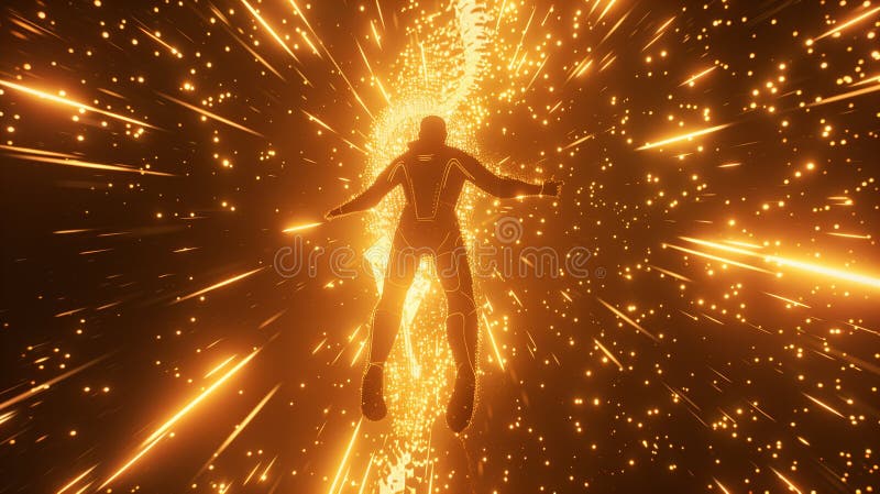 A Figure Enters a Glowing Digital Realm, Starting a Transformative ...