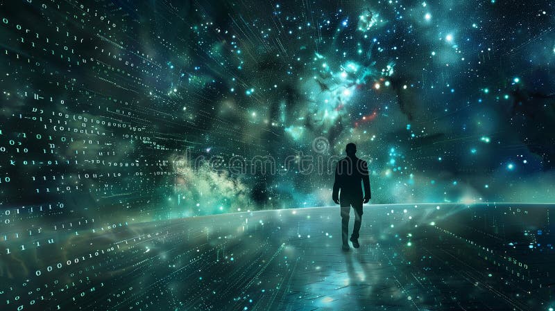 A Figure Explores a Vast Digital Universe, Uncovering the Potential of ...