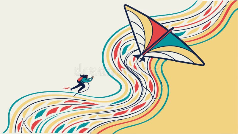 Figure Flying Kite Abstract Dynamic Vector Illustration, Vector Design ...