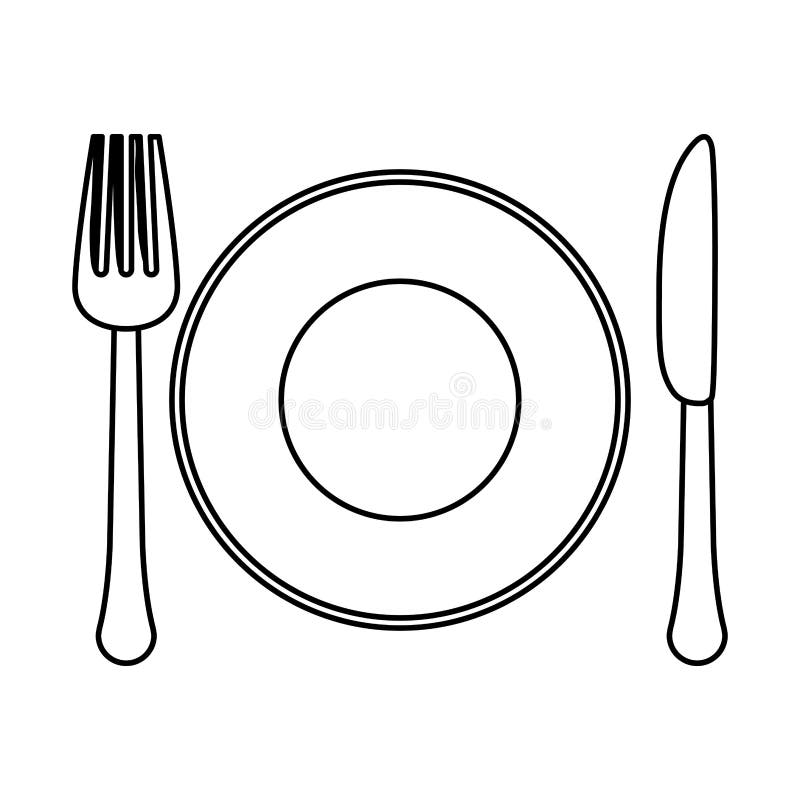 Figure Fork, Knife and Plate Icon Image Stock Illustration ...