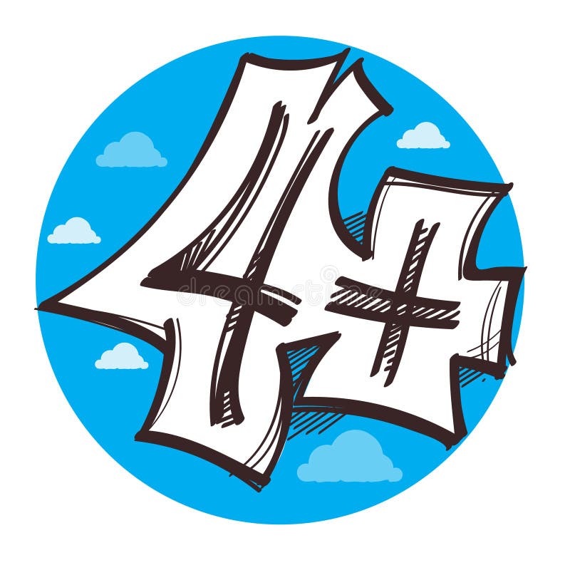 A Figure of Four with a Plus is a Sketch of the Logo. Element for ...