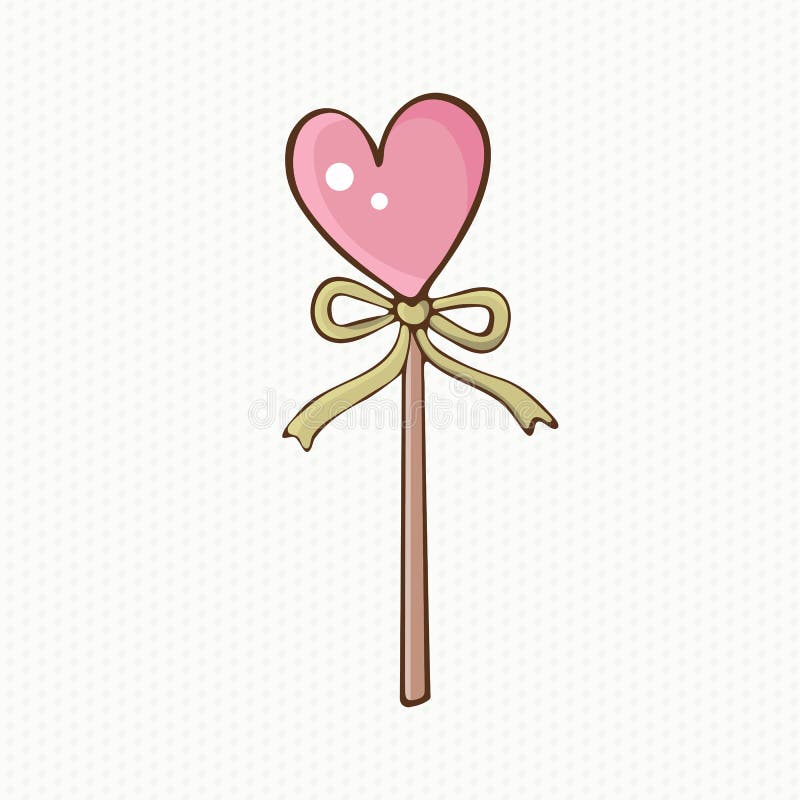 Figure Gingerbread On A Stick With A Bow In The Shape Of A Heart In Vector Color Illustration