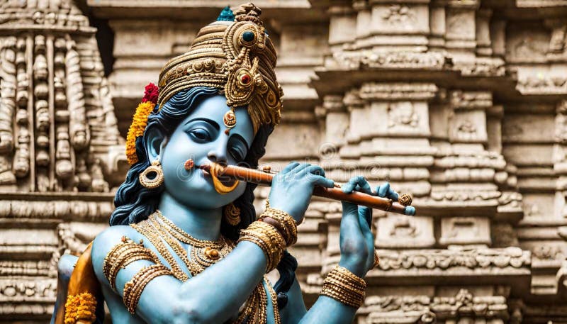 Figure of the God Krishna Playing the Stock Illustration - Illustration ...