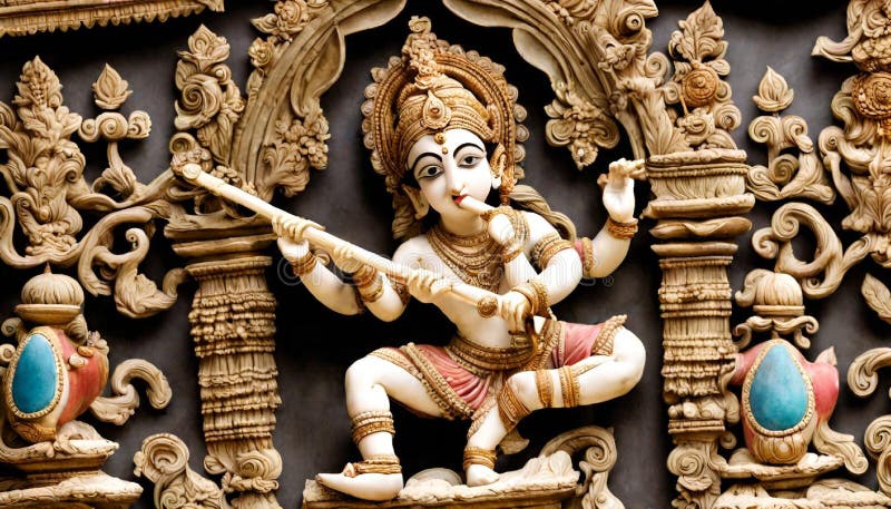 Figure of the God Krishna Playing the Stock Illustration - Illustration ...