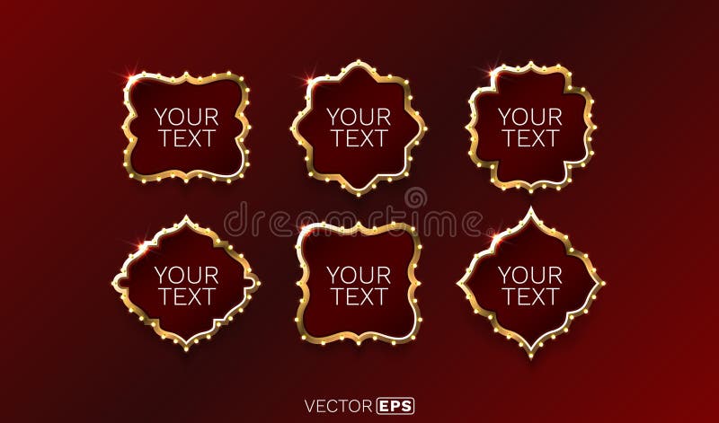 Figure Gold Frame, Golden Color Set, Minimal Label Message. Vector ...