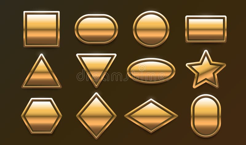 Figure Gold Frame, Golden Color Set, Minimal Label Message. Vector ...