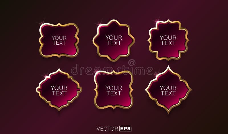 Figure Gold Frame, Golden Color Set, Minimal Label Message. Vector ...