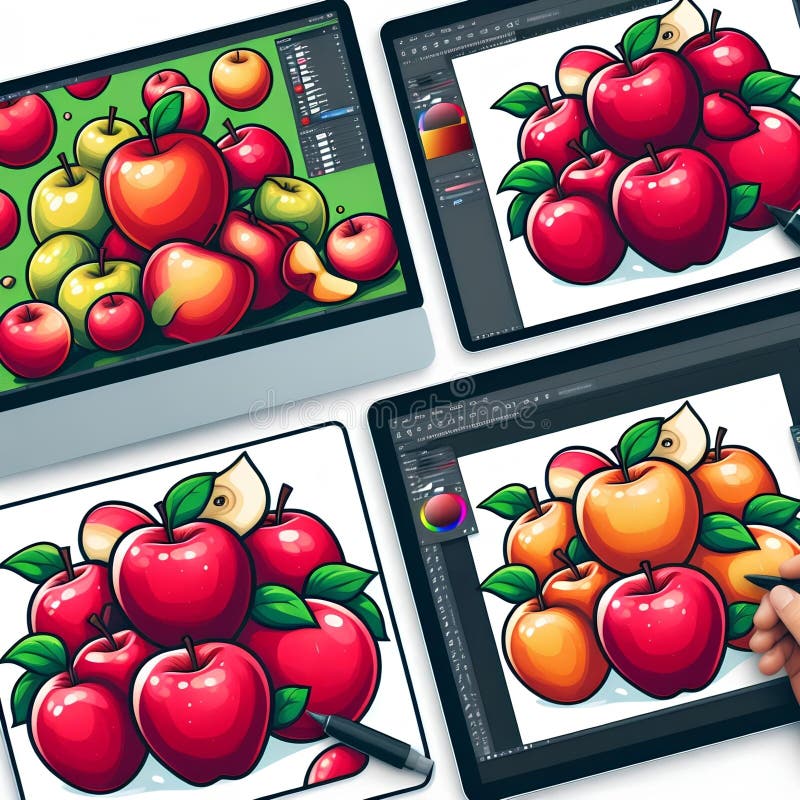 Figure of 4 Groups of Apples Created by AI Stock Illustration ...