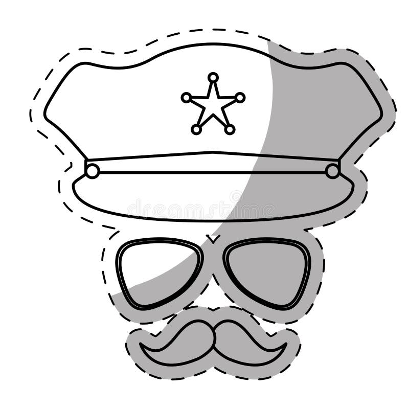 Mustache Police Guy Avatar Portrait Picture Icon Stock Vector