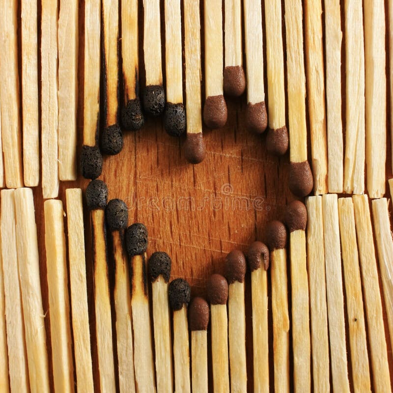 The Figure of the Heart, Lined with Burnt Matches Stock Image - Image ...