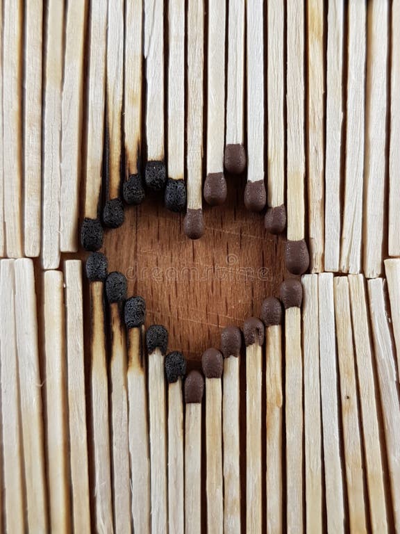The Figure of the Heart, Lined with Burnt Matches Stock Photo - Image ...