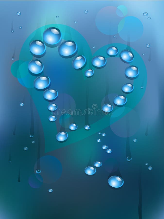 Figure Heart of the Rain Drops Stock Vector - Illustration of love ...