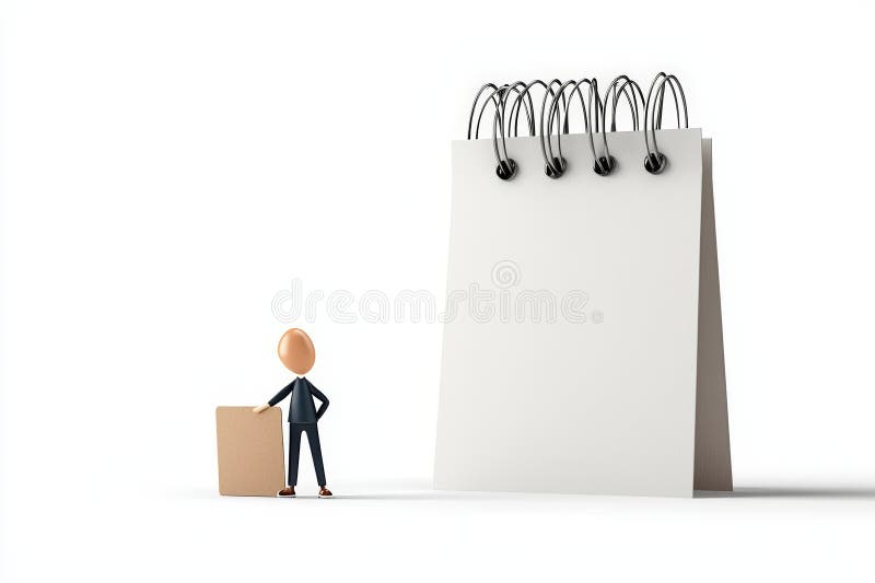 Figure Holding Box Next To Large Notepad Stock Illustration ...
