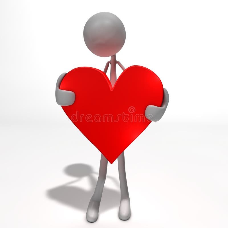 Figure is holding a heart stock illustration. Illustration of heart ...