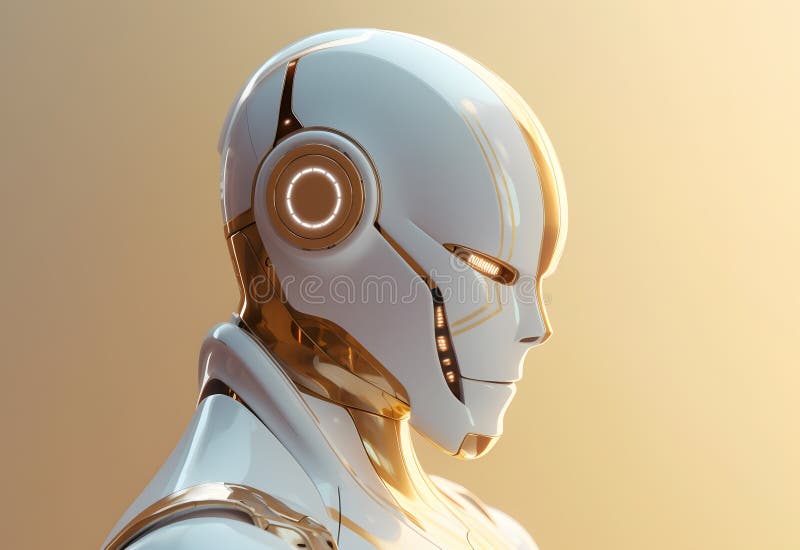 Figure of a Humanoid Robot with Artificial Intelligence. Visible ...