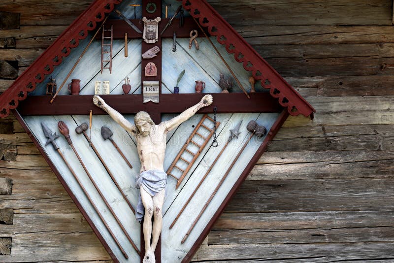 Figure of Jesus Christ on the Cross with Different Objects. Stock Image ...